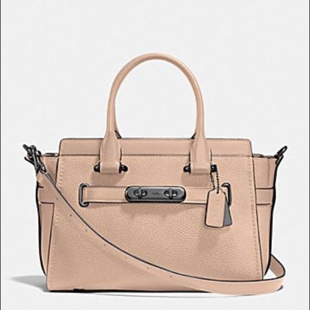 Coach Swagger 27 Pebble Leather Handbag Purse - Gem